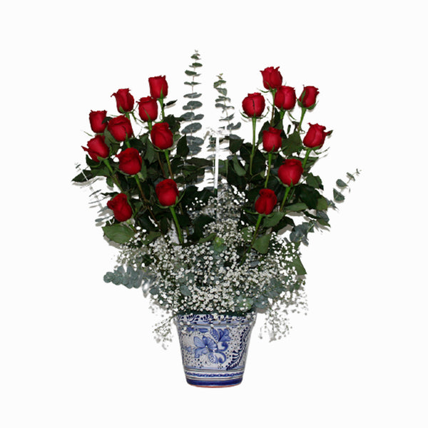 Talavera Tradicional con Rosas – Floreria del Valle